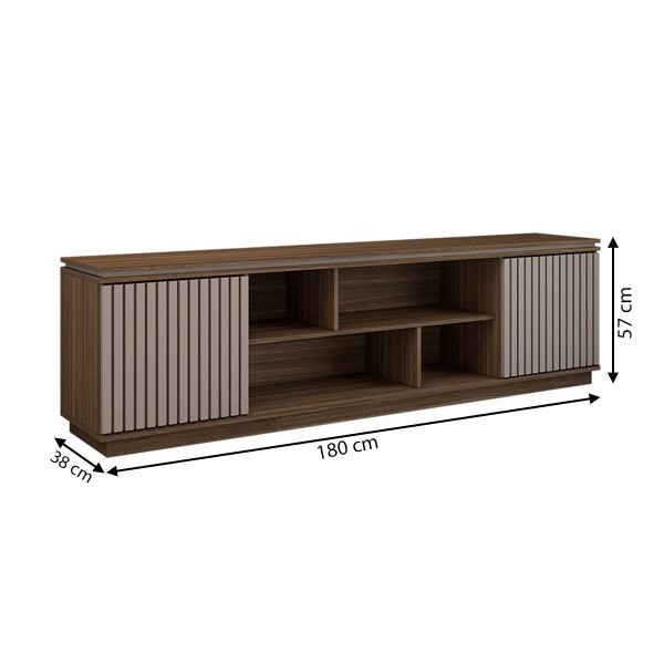 Rack para TV Até 75 Polegadas 2 Portas Harmonia Ripado Nogueira/San ...