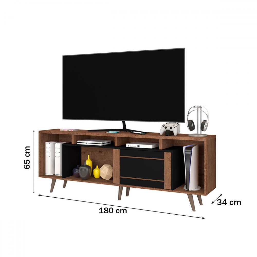 Rack para TV Até 75 Polegadas Roma 1 Porta 1 Prateleira Freijo Rustico ...