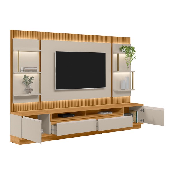 Rack com Painel para TV Até 70 Polegadas São Paulo 2 Portas 2 Gavetas ...