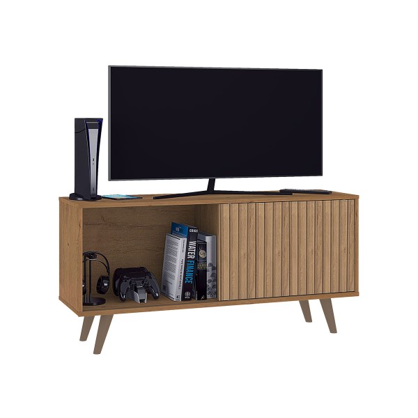 Rack para TV Até 55 Polegadas Malaga 1 Porta Canelato Rustico/Natura ...
