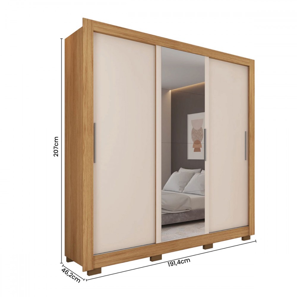 Guarda-Roupa Casal Santiago 3 Portas 4 Gavetas com Espelho Flex 80022 ...