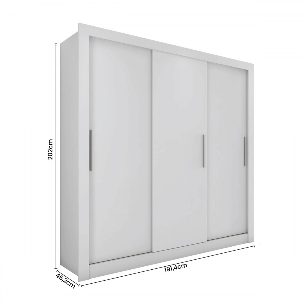 Guarda-Roupa Casal Santiago 3 Portas 4 Gavetas 4 Prateleiras Branco ...
