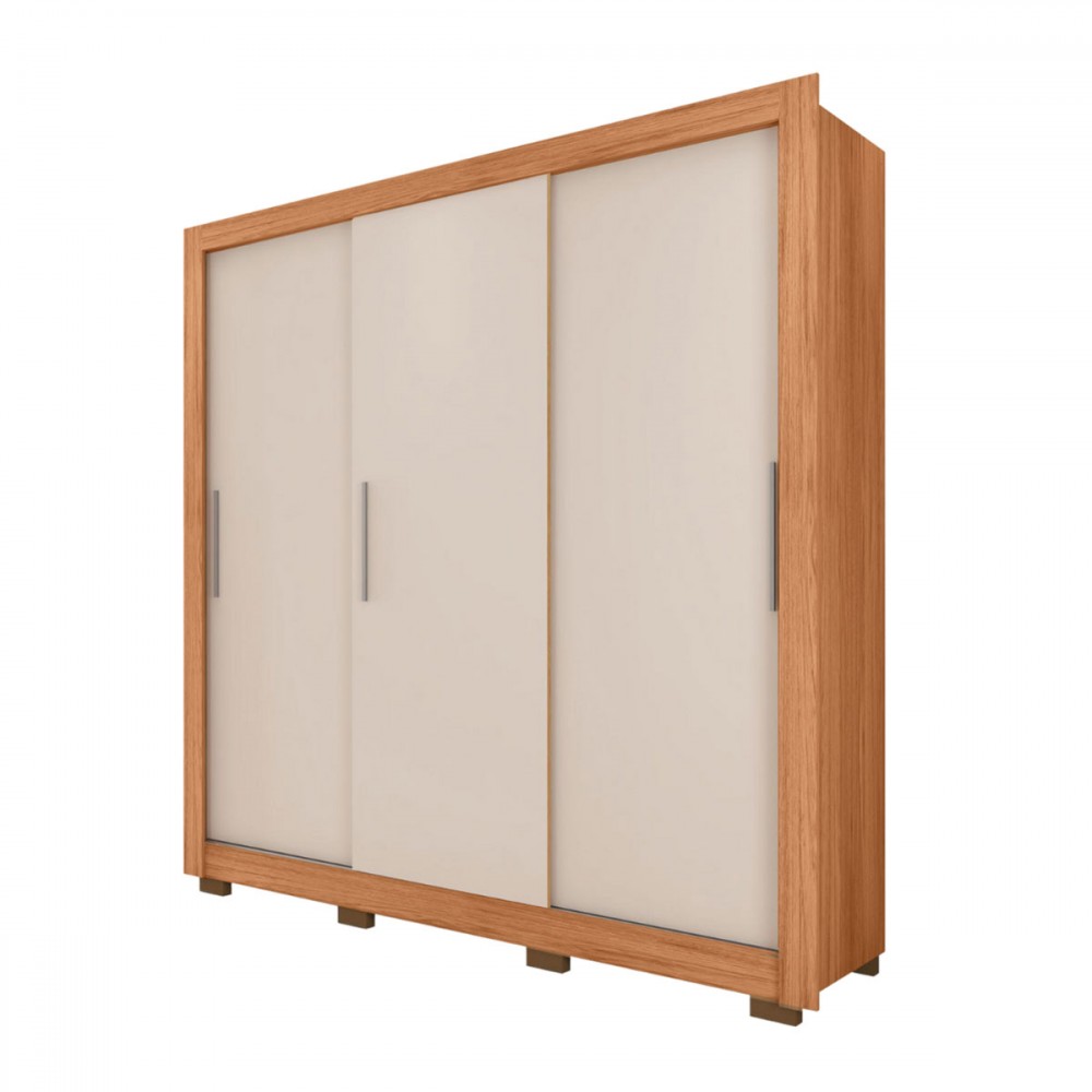 Guarda-Roupa Casal Santiago 3 Portas 4 Gavetas Freijo/Off White - Caemmun