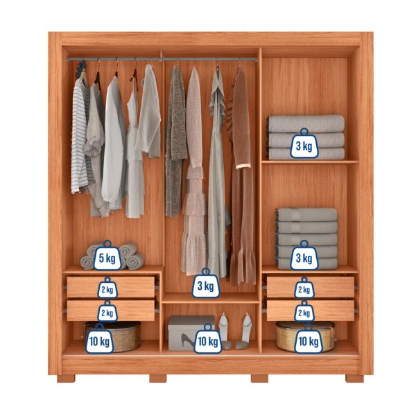 Guarda-Roupa Casal Santiago 3 Portas 4 Gavetas Freijo/Off White - Caemmun