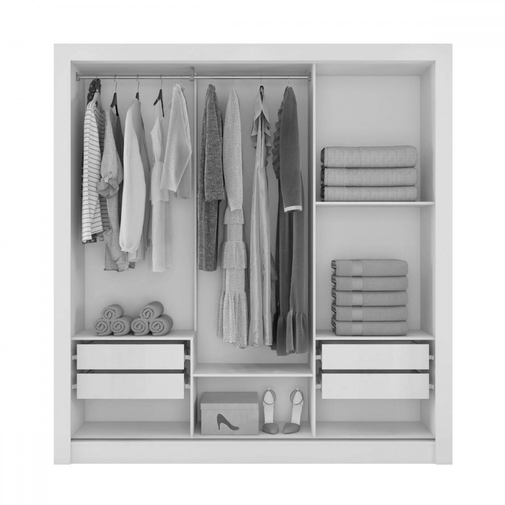 Guarda-Roupa Casal Santiago 3 Portas 4 Gavetas com Espelho 8002200221 ...