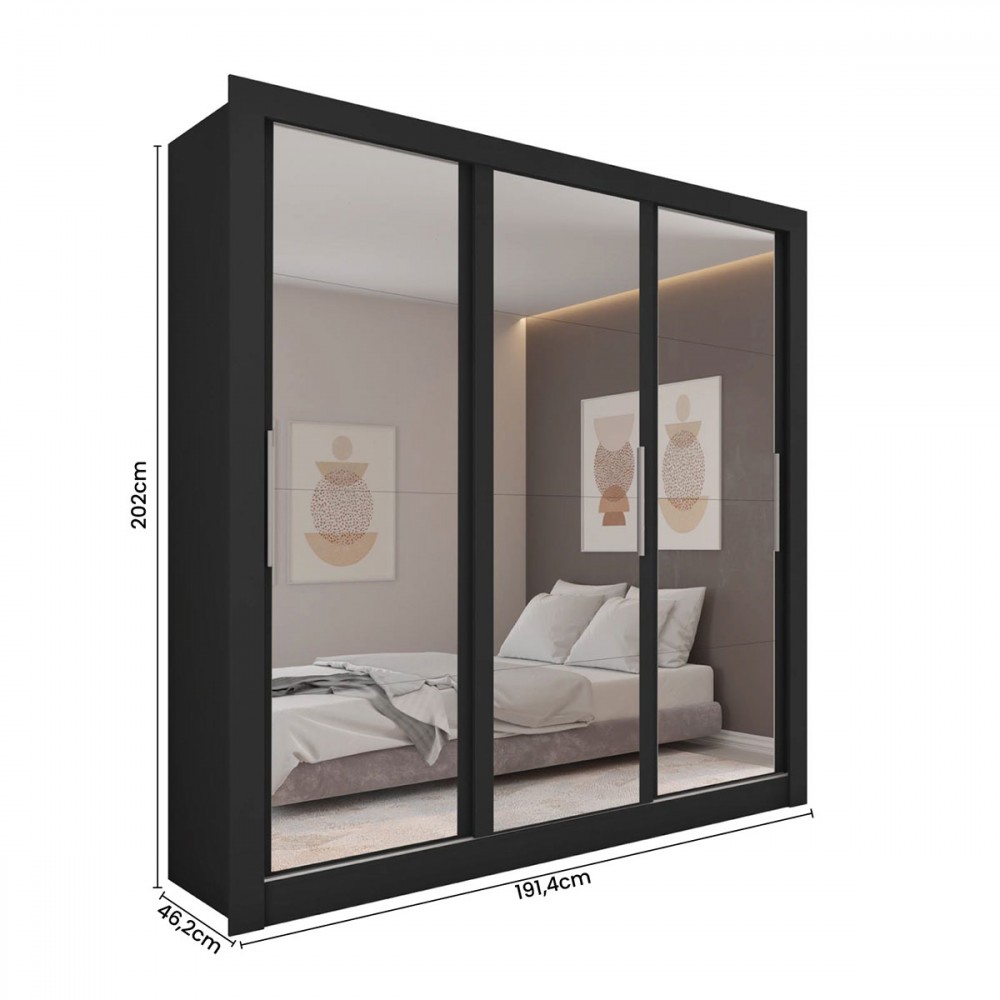 Guarda-Roupa Casal Santiago 3 Portas 4 Gavetas Espelhado 8002200223 ...