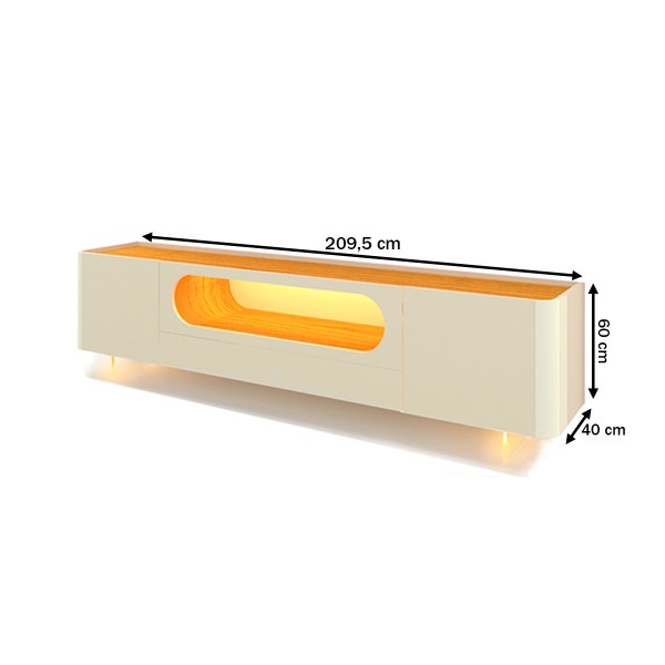 Rack para TV Até 85 Polegadas Nobre 2 Portas 1 Gaveta 100% Mdf com Led e Pés de Vidro Off White ...