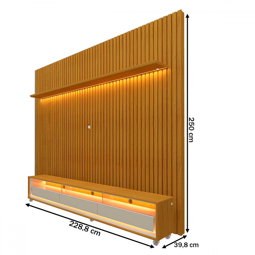 Rack com Painel para TV Até 85 Polegadas Nobre Requinte 3 Gavetas ...