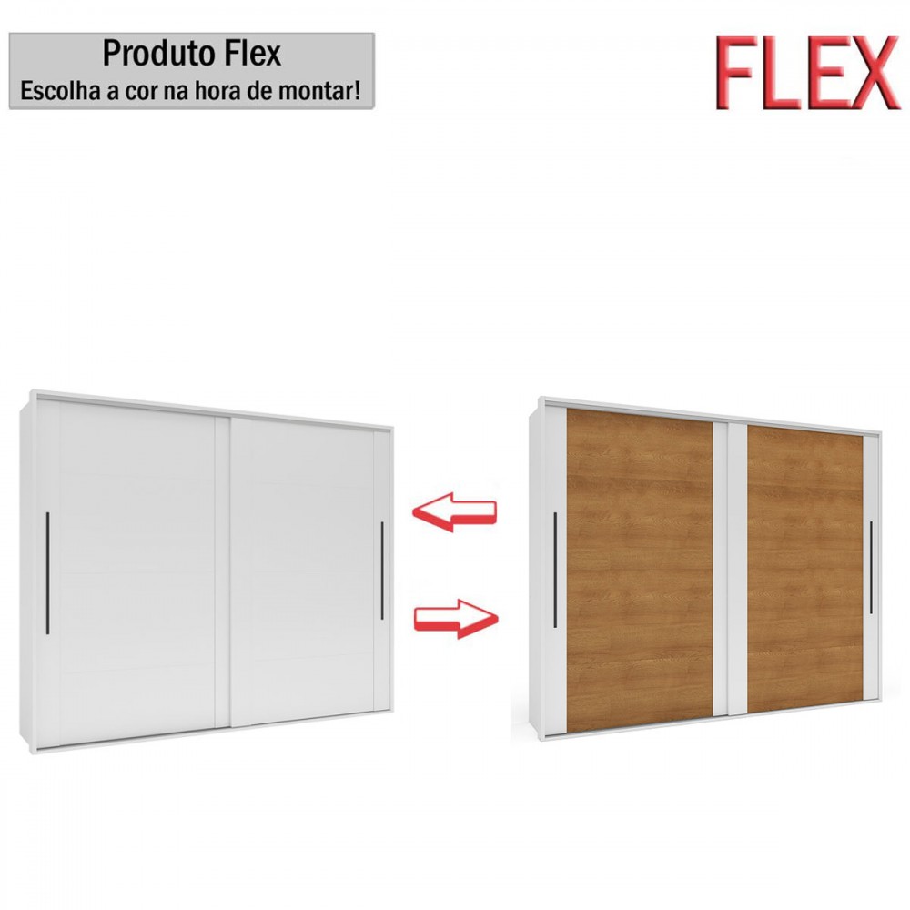 Guarda-Roupa Casal Sevilha 2 Portas 4 Gavetas Flex Branco/Freijo - Politorno