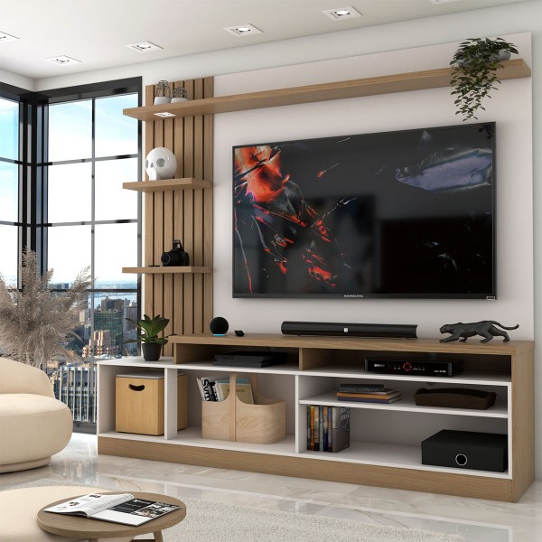 Estante para TV Até 65 Polegadas Escandinávia 1 Porta com Led Freijó ...