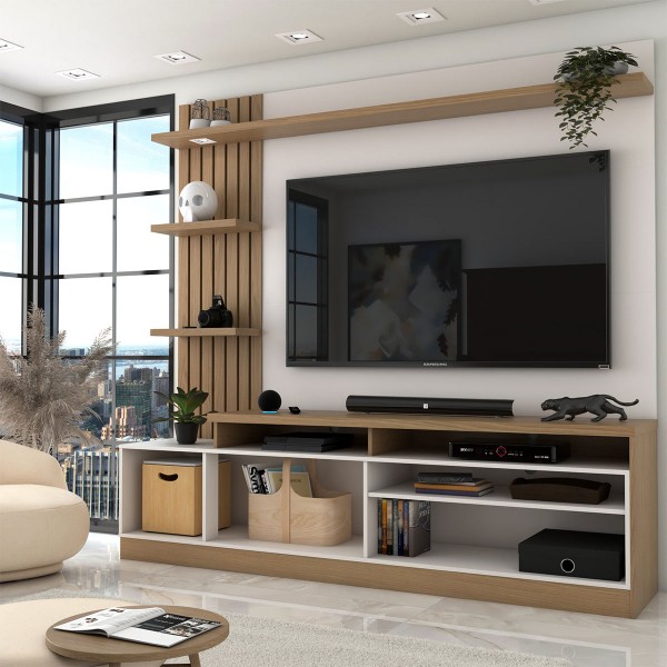 Estante para TV Até 65 Polegadas Escandinávia 1 Porta com Led Freijó ...