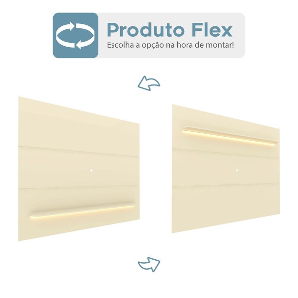 Painel para TV Até 85 Polegadas Royal 1 Prateleira 100% Mdf com Led Off White - Gelius