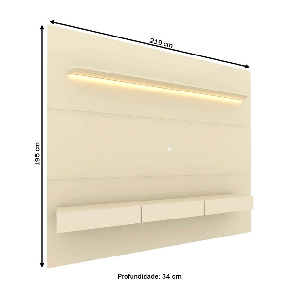 Painel para TV Até 85 Polegadas Royal 3 Gavetas 100% Mdf com Led Off ...