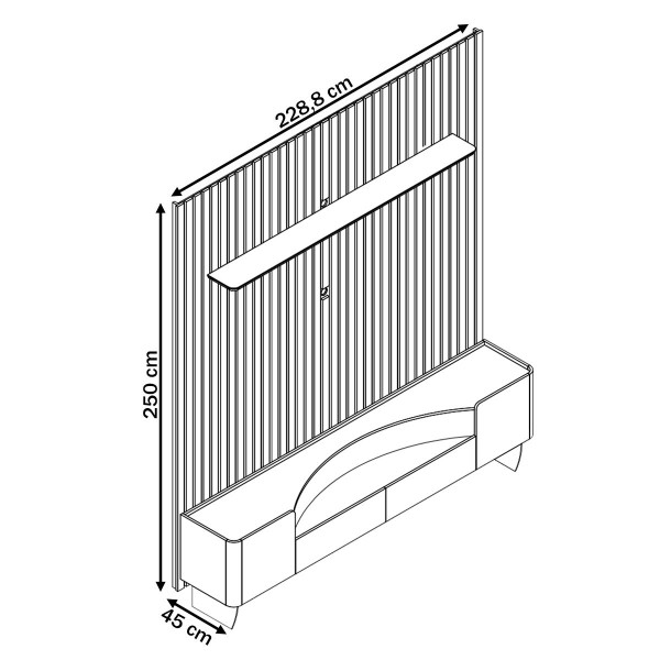 Rack com Painel para TV Até 85 Polegadas Nobre 2 Portas Ripado com Led 100% Mdf Naturale/Off ...