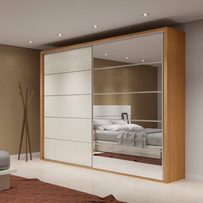 Guarda-Roupa 2 Portas de Correr 4 Gavetas 6 Prateleiras Espelhado Basic ...