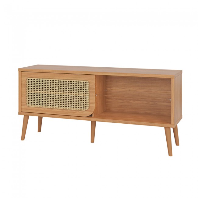Rack para TV 135cm Até 55 Polegadas 1 Porta com Palha Natural Curve ...