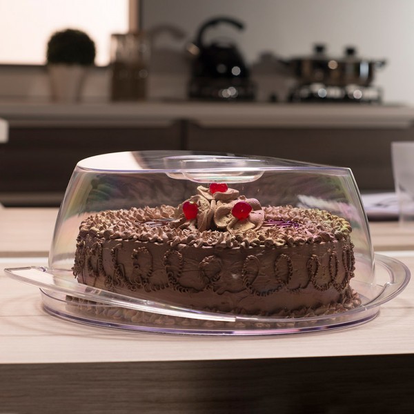 Porta Bolo Gold Psf de Plástico Transparente